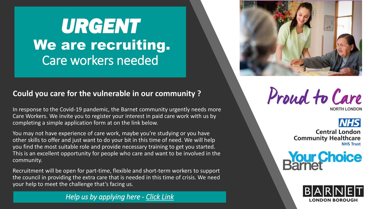 URGENT RECRUITING – Barnet needs Care workers – Barnet Multi Faith Forum